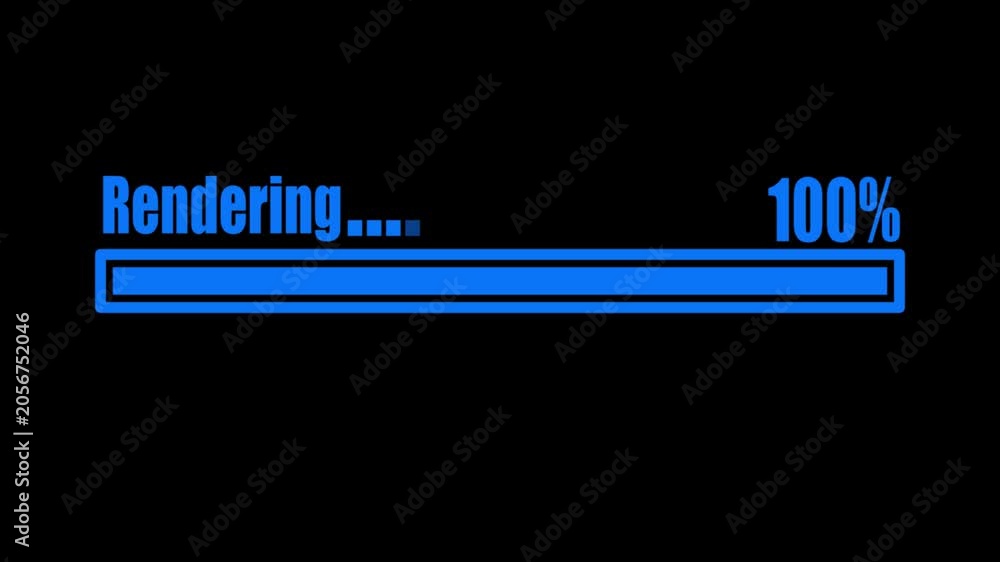 Blue rendering progress bar at twenty percent completion loading ...