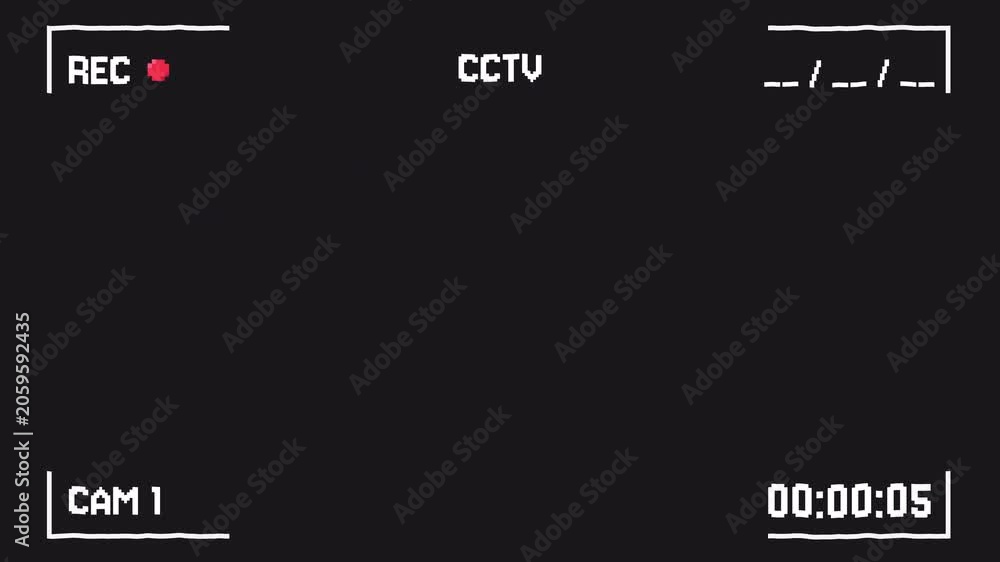 CCTV recording screen overlay with glitch effect. Transparent Alpha ...